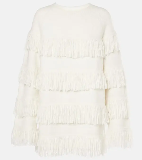 LISA YANG Agneta Fringed Cashmere-blend Sweater - White