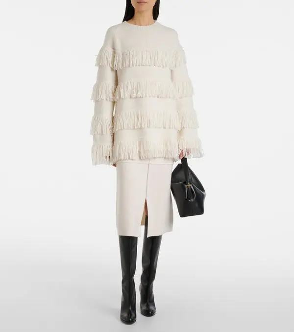LISA YANG Agneta Fringed Cashmere-blend Sweater - White