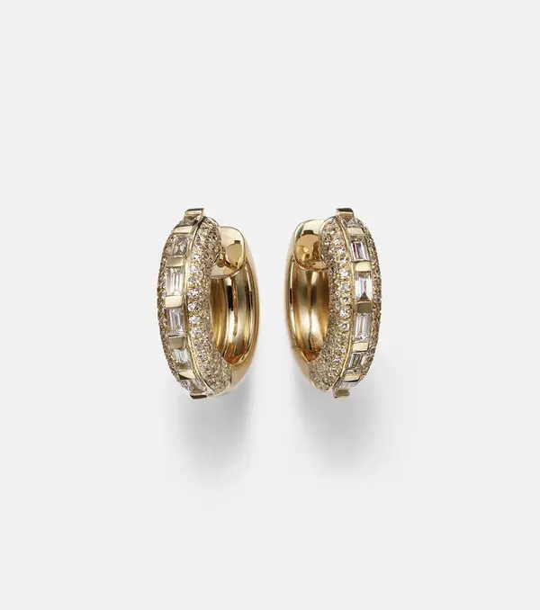 Shay Jewelry 18kt Yellow Diamond Hoop Earrings - Gold