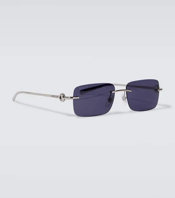 Gucci Horsebit Rectangular Sunglasses - Silver