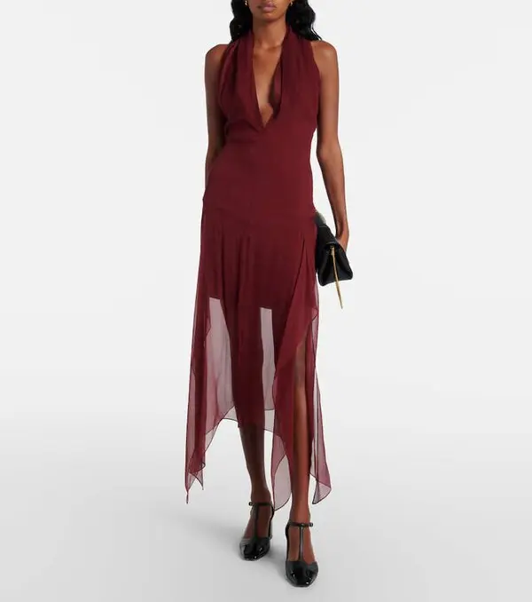 FERRAGAMO Asymmetric Silk Georgette Minidress