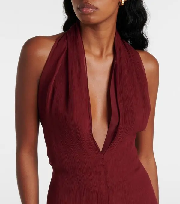 FERRAGAMO Asymmetric Silk Georgette Minidress