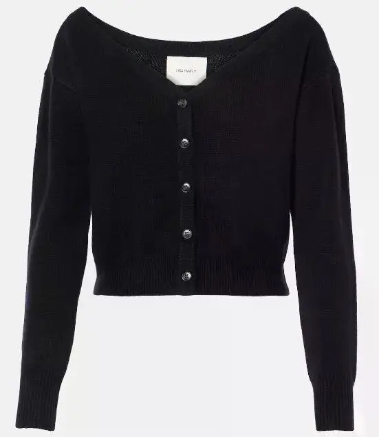LISA YANG Beata Off-shoulder Cashmere Cardigan - Black