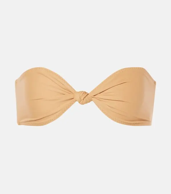SAME Gathered Bandeau Bikini Top - Beige