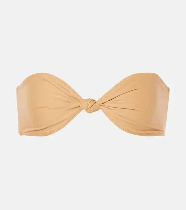 SAME Gathered Bandeau Bikini Top - Beige