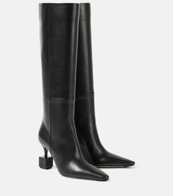 Jacquemus The Bisou Leather Knee-high Boots - Black