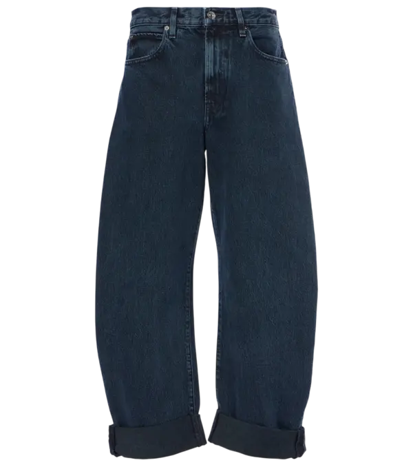 FRAME Bubble High-rise Barrel-leg Jeans - Blue