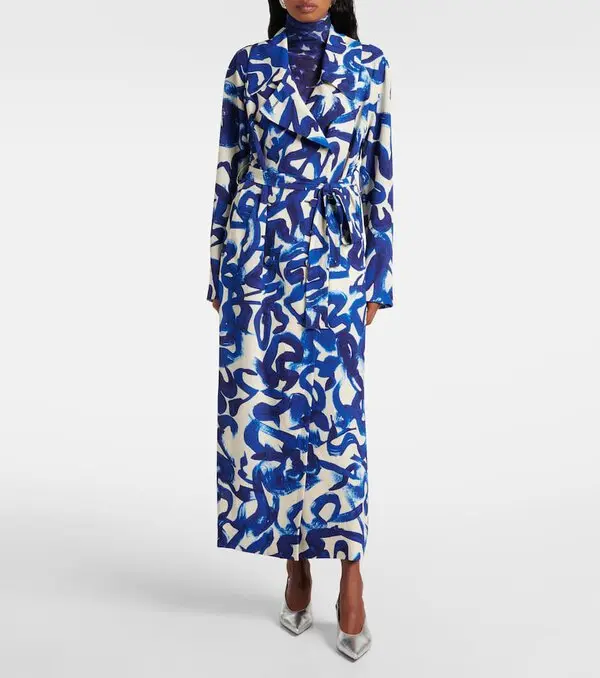 Dries Van Noten Printed Wrap Coat