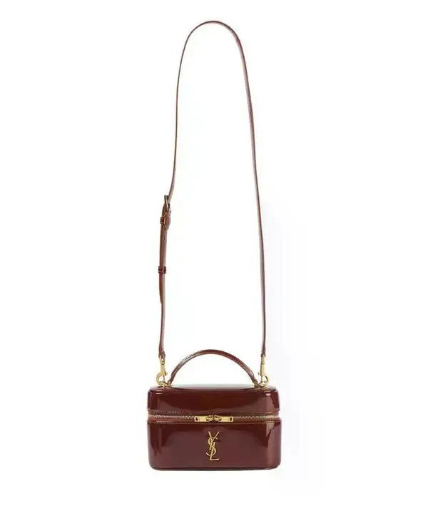 Saint Laurent Patent Leather Vanity Bag - Brown