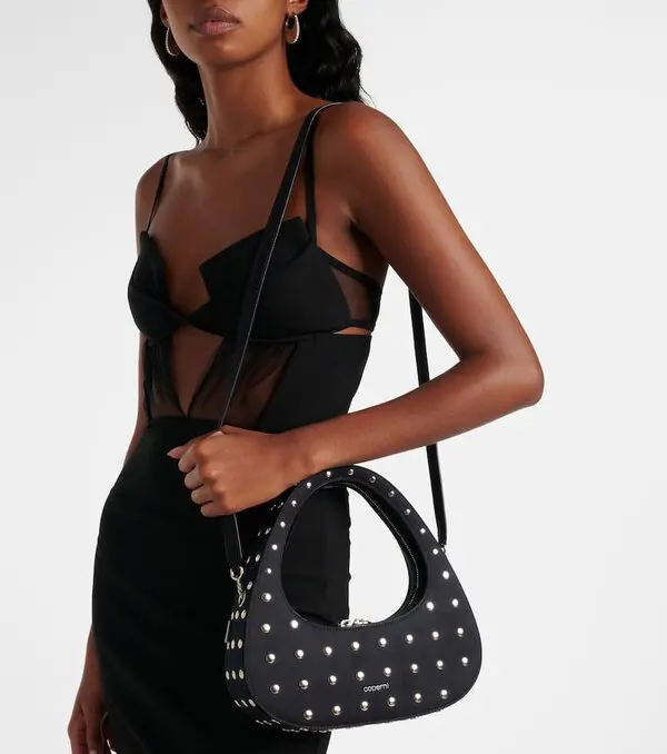 Coperni Swipe Small Studded Faux Leather Shoulder Bag