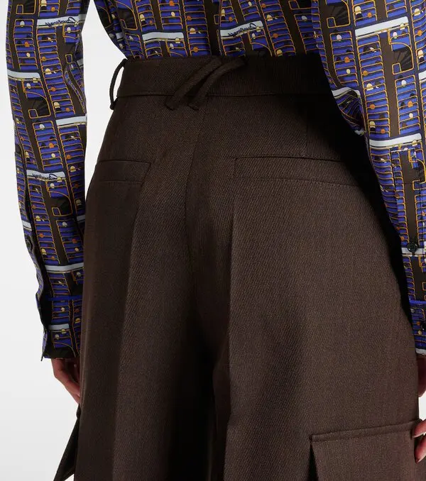 Burberry Wool Cargo Trousers - Brown