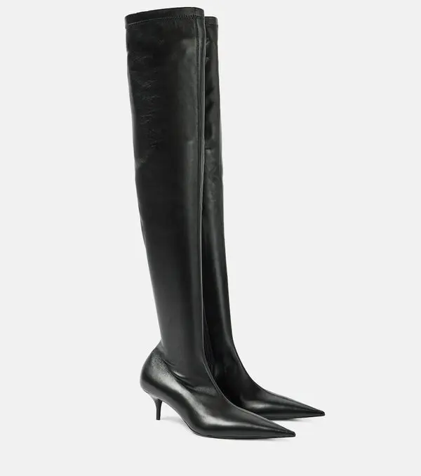 Balenciaga Avenue Leather Over-the-knee Boots - Black