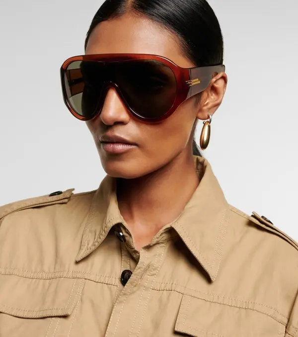 Bottega Veneta Scudo Sunglasses - Brown