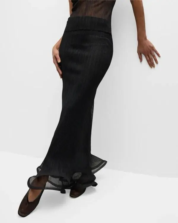 Simkhai Kelso Ruffled Plisse Maxi Skirt