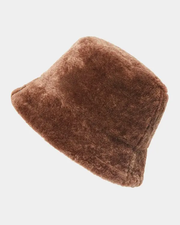 Loewe Sheep Shearling Bucket Hat - Chocolate | Editorialist display picture 2