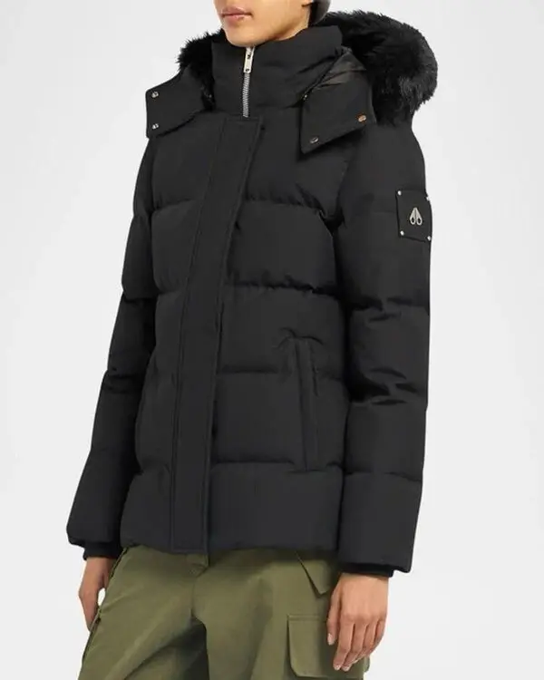 Moose Knuckles Cloud 3q Shearling Puffer Jacket - Black