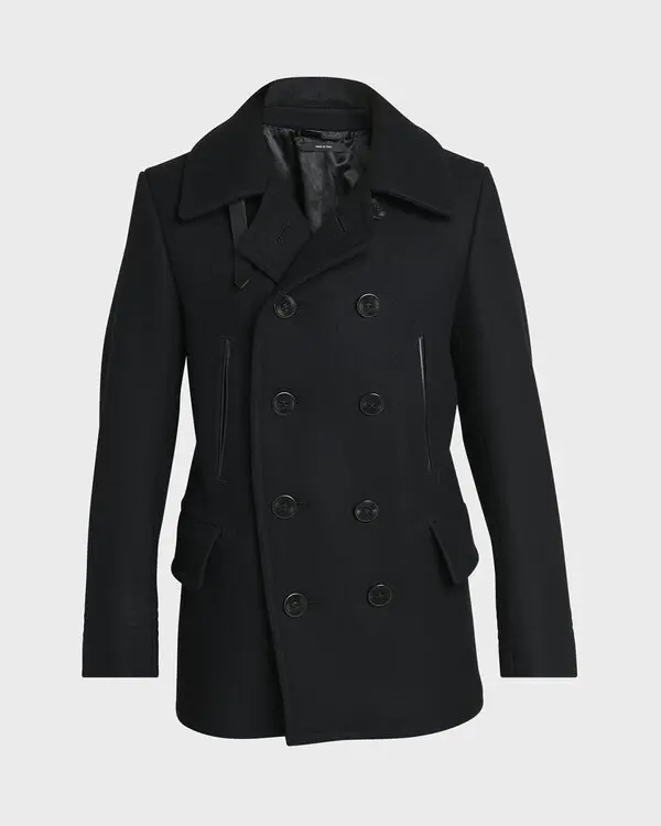 MELTON DOUBLE BREASTED COAT BLACK Impermeable Double Breasted
