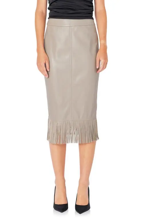 Endless Rose Fringe Faux Leather Pencil Skirt