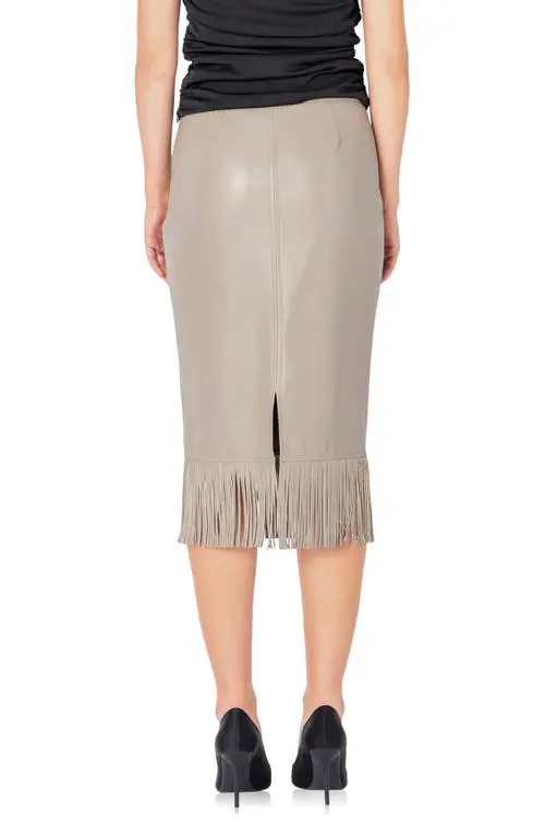 Endless Rose Fringe Faux Leather Pencil Skirt