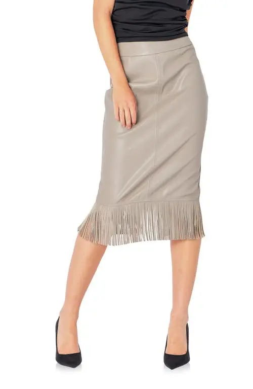 Endless Rose Fringe Faux Leather Pencil Skirt