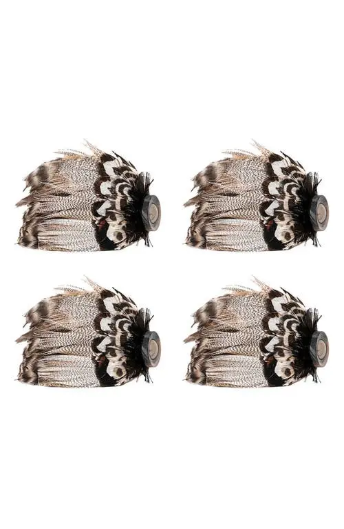 JULISKA Set Of 4 Feather Napkin Rings - Espresso