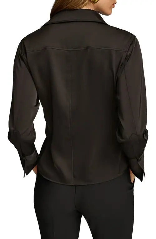 Donna Karan New York Long Sleeve Button-up Shirt - Black
