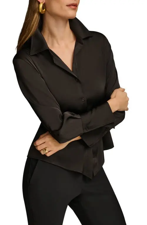 Donna Karan New York Long Sleeve Button-up Shirt - Black