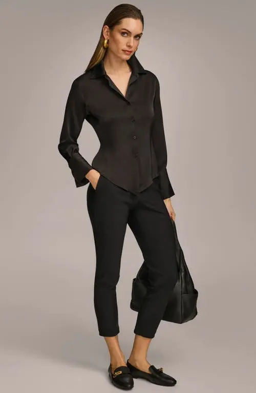 Donna Karan New York Long Sleeve Button-up Shirt - Black