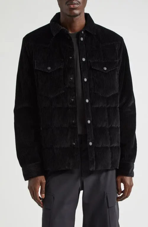 Moncler Gelt Quilted Corduroy Down Shirt Jacket - Black