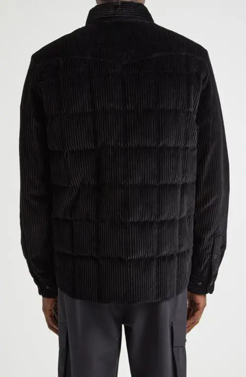 Moncler Gelt Quilted Corduroy Down Shirt Jacket - Black