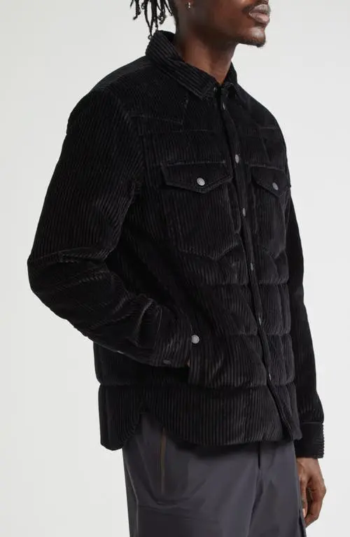Moncler Gelt Quilted Corduroy Down Shirt Jacket - Black