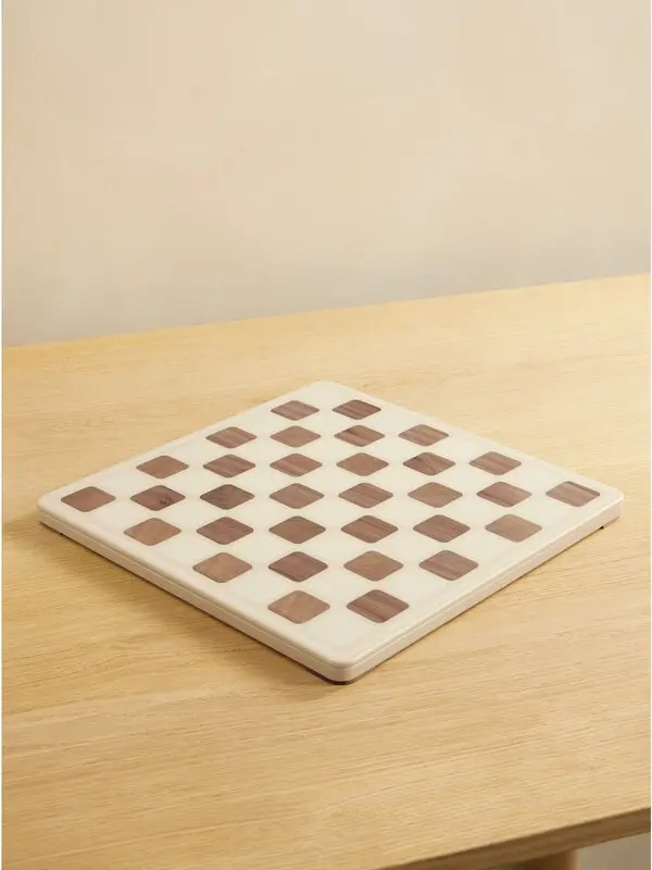 Brunello Cucinelli Krion® Walnut And Steel Draughts Set - Neutrals