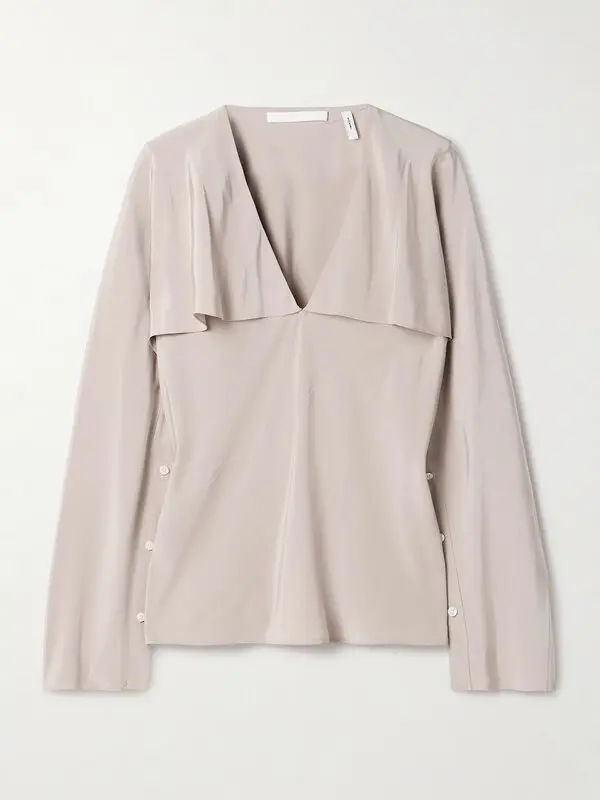 Helmut Lang Layered Draped Silk Crepe De Chine Blouse