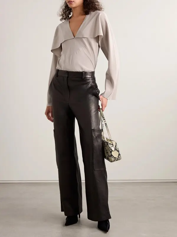 Helmut Lang Layered Draped Silk Crepe De Chine Blouse