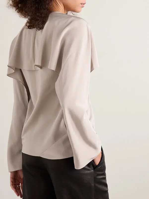 Helmut Lang Layered Draped Silk Crepe De Chine Blouse