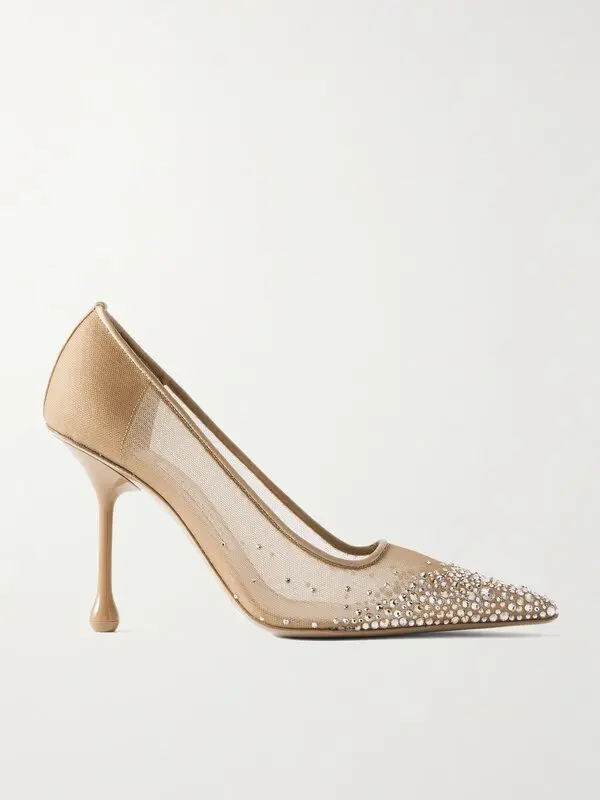 JIMMY CHOO Ixia Crystal-embellished Mesh Pumps