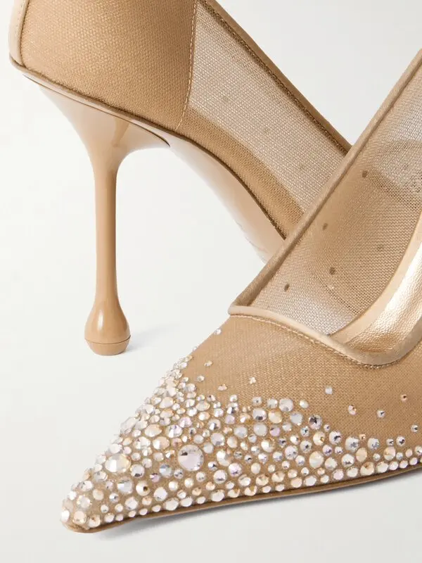 JIMMY CHOO Ixia Crystal-embellished Mesh Pumps