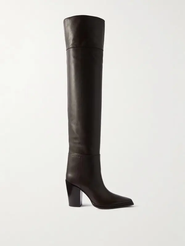 JIMMY CHOO Cece 80 Leather Over-the-knee Boots - Brown