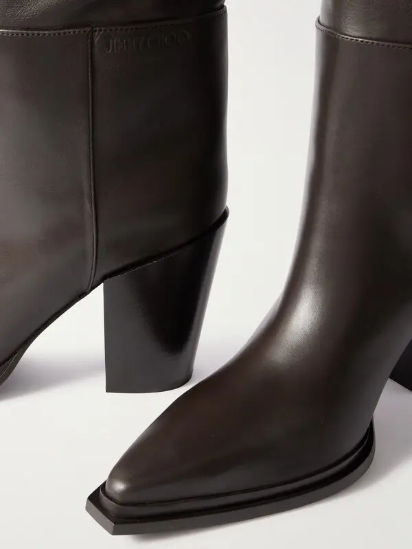 JIMMY CHOO Cece 80 Leather Over-the-knee Boots - Brown