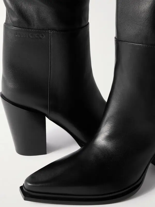 JIMMY CHOO Cece 80 Leather Over-the-knee Boots - Black