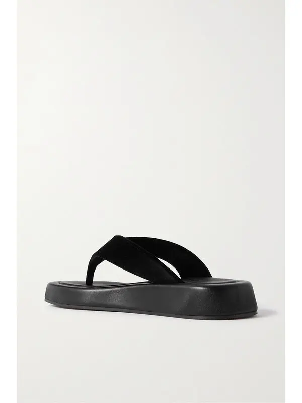 THE ROW Ginza Leather And Velvet Platform Flip Flops