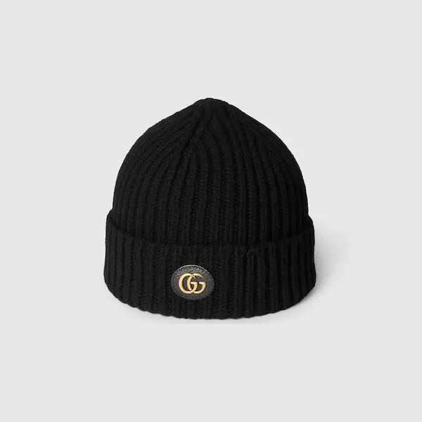 Gucci Wool Cashmere Hat With Double G - Black