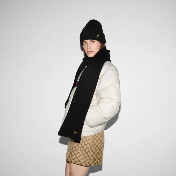 Gucci Wool Cashmere Scarf With Double G