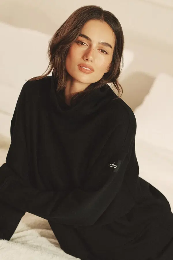 Alo Yoga Mock Neck Pullover Top - Black