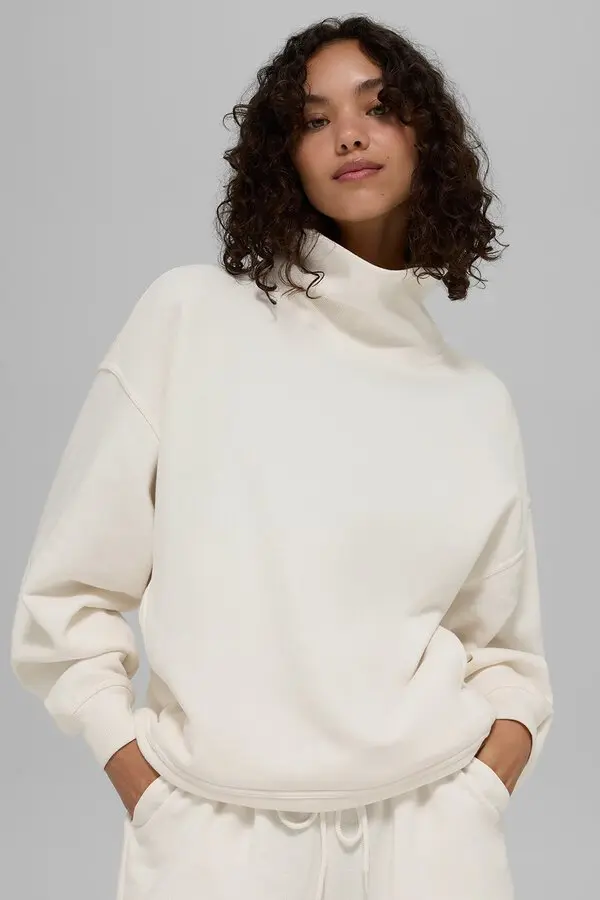 Alo Yoga Mock Neck Pullover Top - Ivory