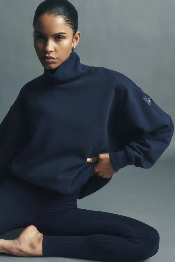 Alo Yoga Mock Neck Pullover Top - Navy