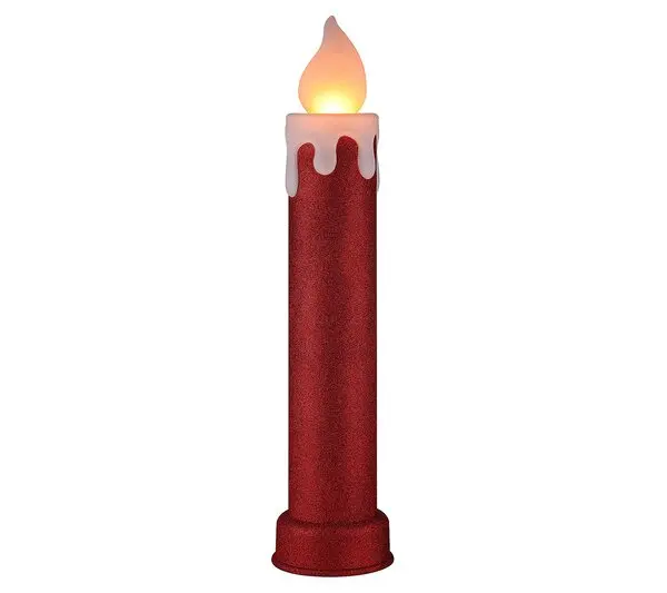 MR. CHRISTMAS 36 In. Glittery Blow Mold Candle Red - One-color