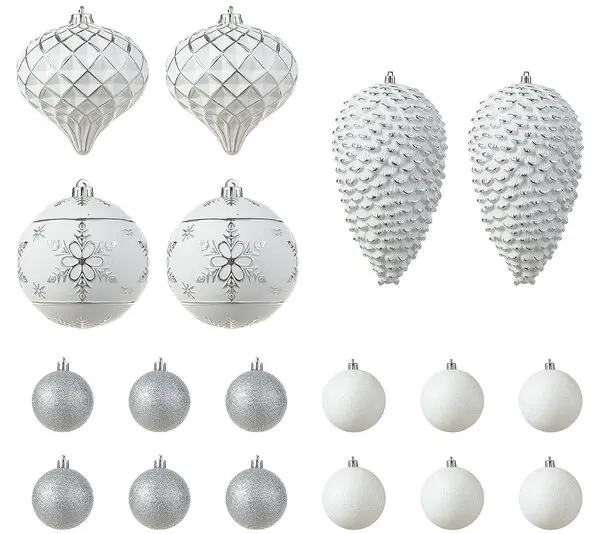 GLITZHOME Christmas Classic Deluxe Large Durabl E Ornaments - One-color