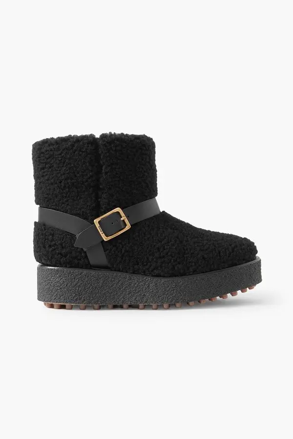 TOD'S Leathertrimmed Shearling Ankle Boots