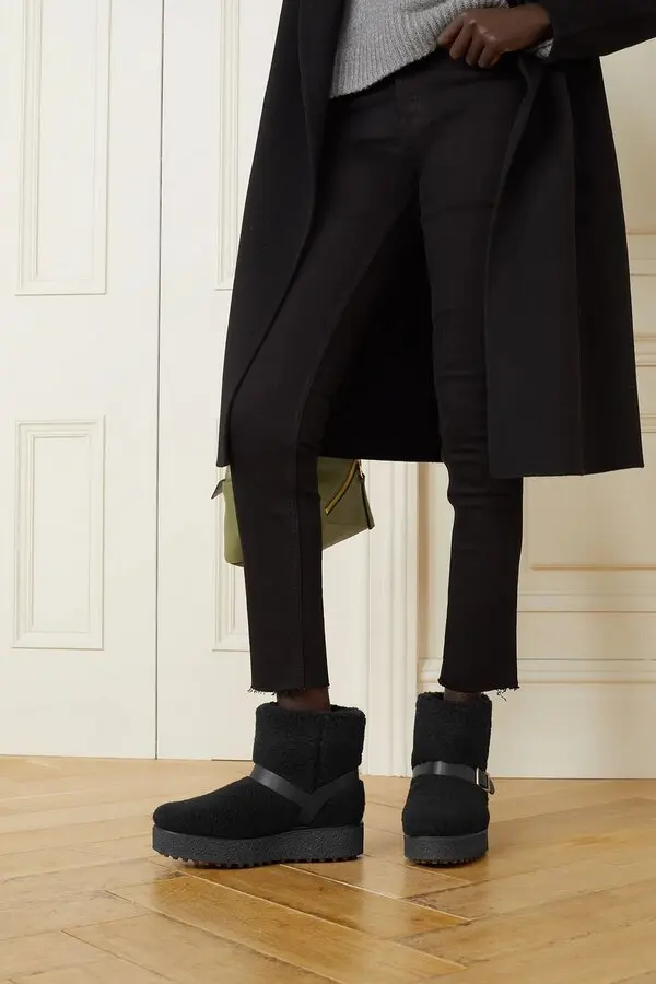 TOD'S Leathertrimmed Shearling Ankle Boots